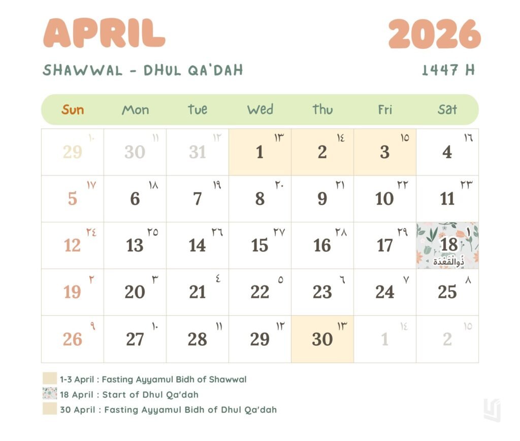 Islamic Calendar 2026 April - Hijri Calendar PDF Free Download 2026 ...